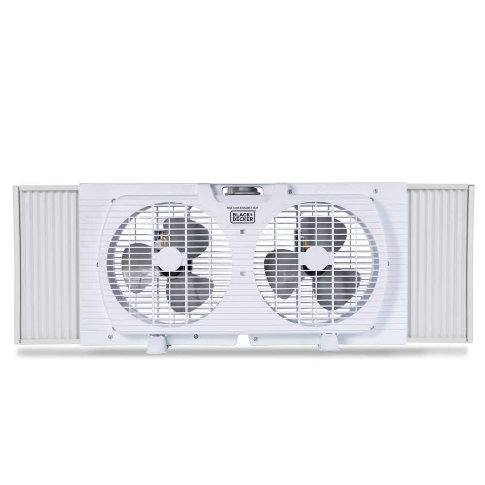 BLACK+DECKER 9 in. 2 Fan Speed Dual Window Fan for Window ScreenTwin ...