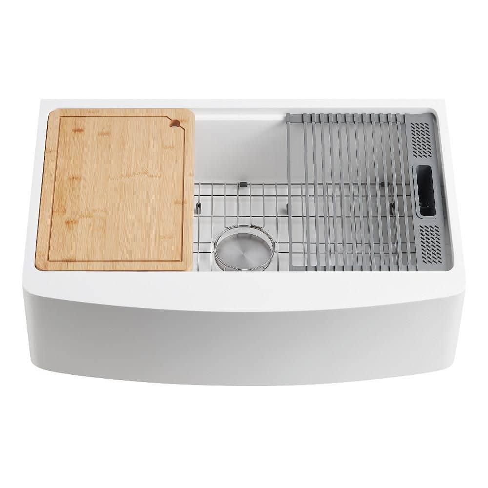 Kingston Brass Miranda 36 in. Farmhouse Single Solid Surface Kitchen ...