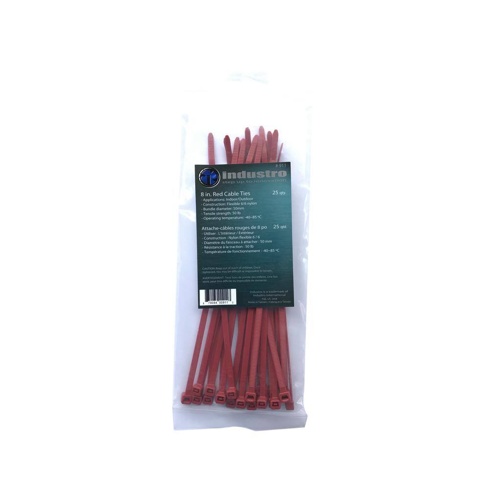 8 in. Red Cable Ties (25-Pack)-911 - The Home Depot