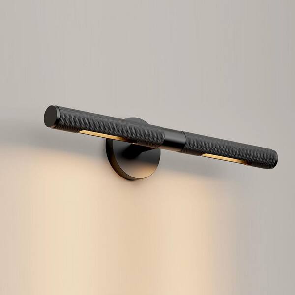 Gleam Flare 24 in. 1-Light Black LED Wall Sconce,Natural Alabaster ...