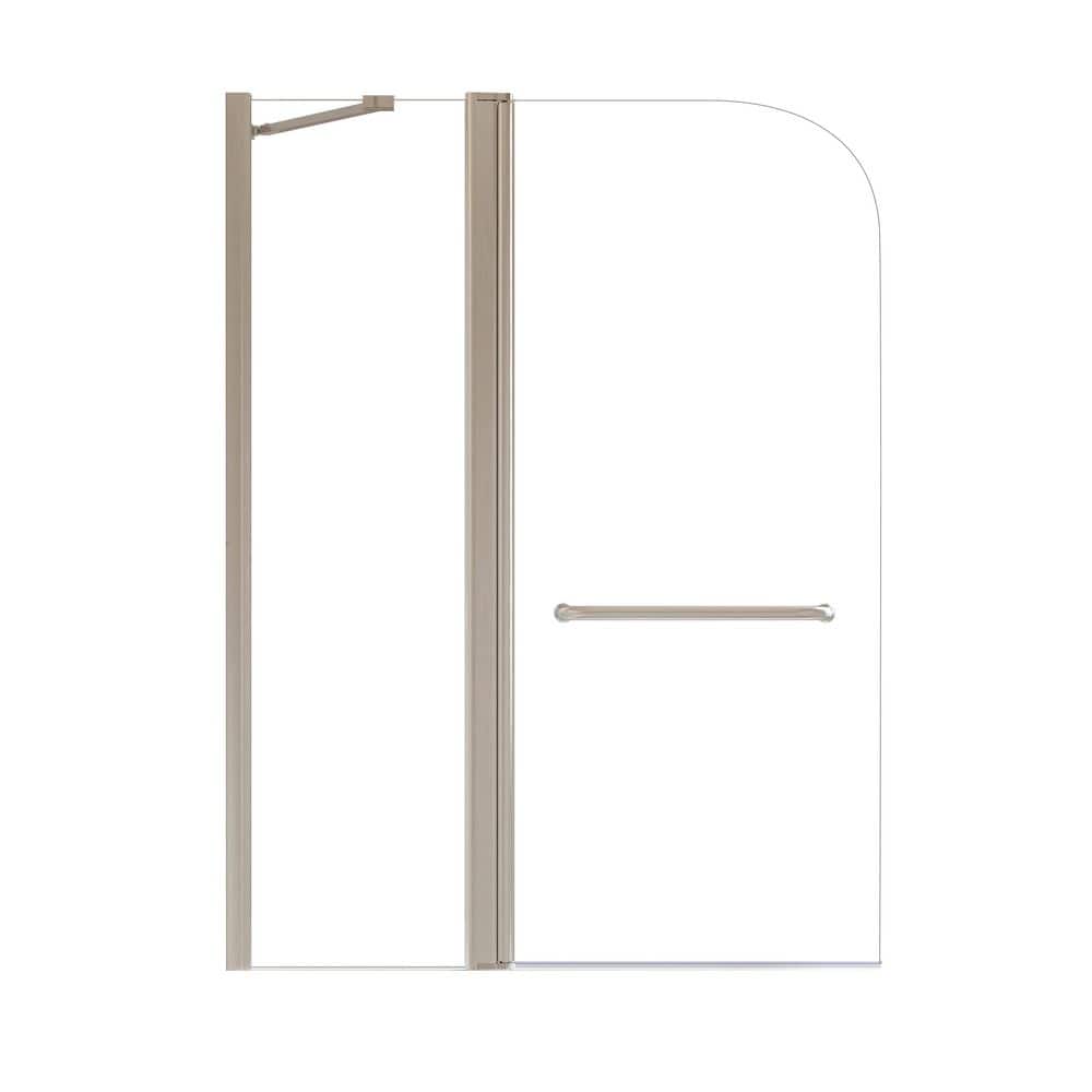 TCYO 43 in. W x 58 in. H Pivot Tub Door in Brushed Nickel with Clear ...