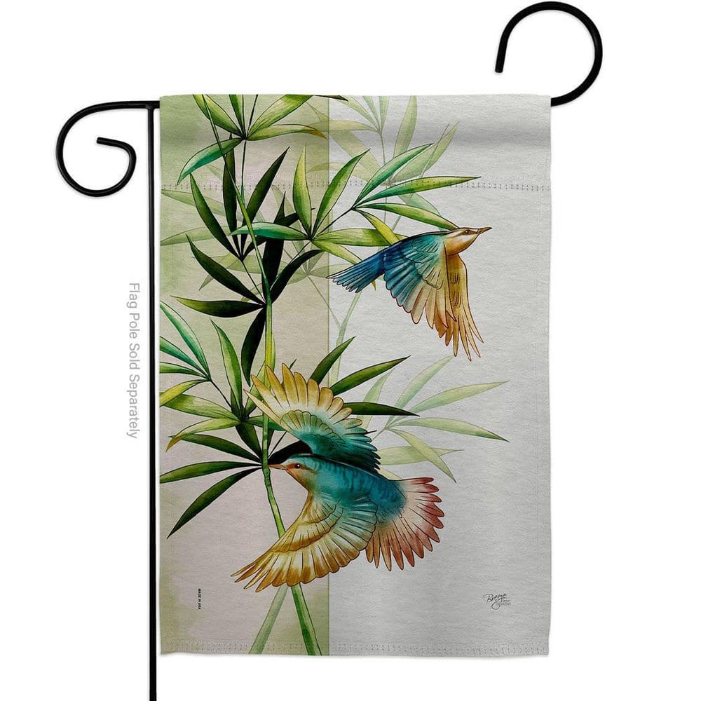 Breeze Decor 13 in. x 18.5 in. Asian Blossom Birds Garden Flag Double ...