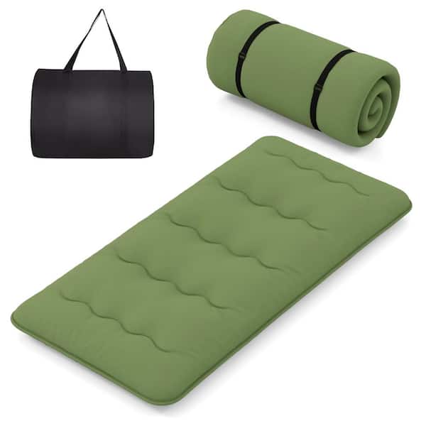 Bunpeony Twin Floor Mattress with Washable Cover and Carry Bag in Green ...