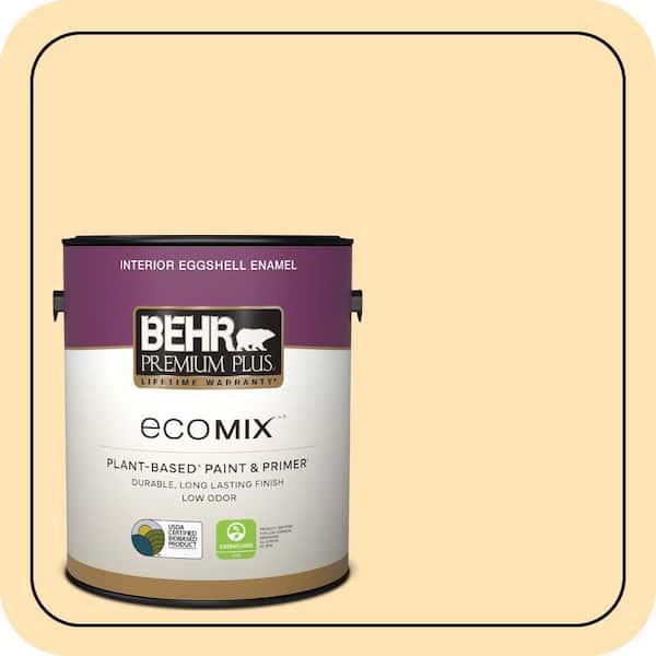 BEHR PREMIUM PLUS 1 gal. #P250-2 Golden Nectar Eggshell Enamel EcoMix ...