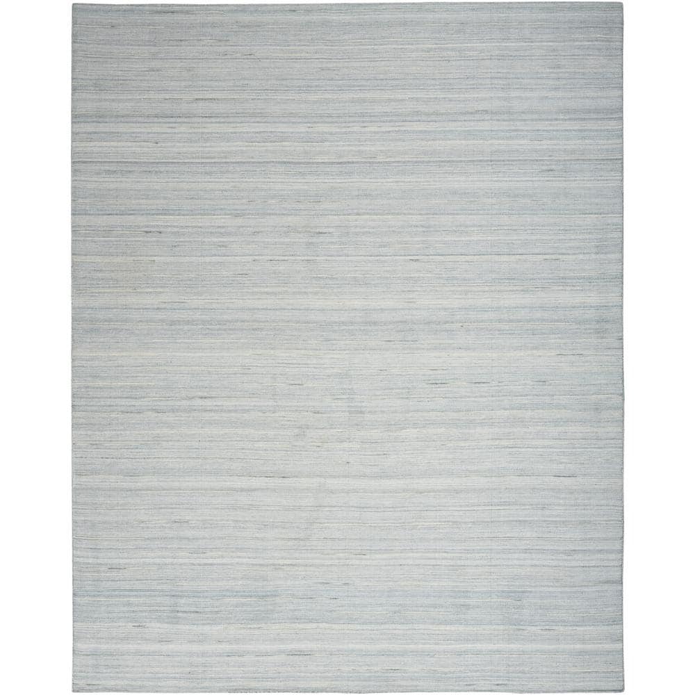 Nourison Interweave Light Blue 10 ft. x 14 ft. Solid Ombre Geometric ...