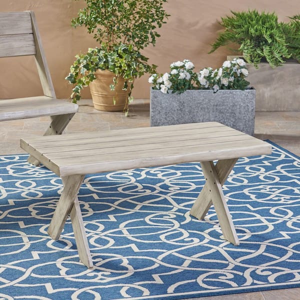 Light Gray Wood Outdoor Coffee Table HG-423 - The Home Depot