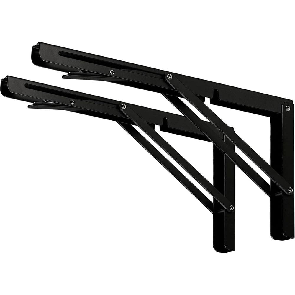 24 Black Folding Shelf Brackets Heavy Duty Wall Mounted Space Saving ...
