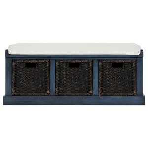 URTR Antique Navy Entryway Storage Bench, Cushioned Seat Shoe Rack, 2 ...