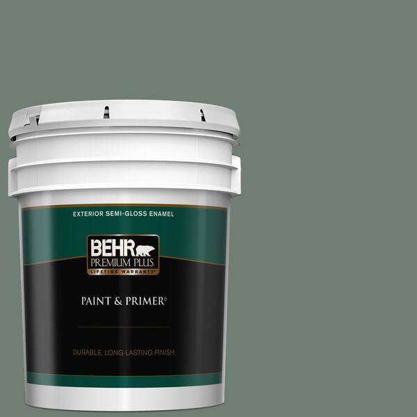 BEHR PREMIUM PLUS 5 gal. #N420-5 Boreal Semi-Gloss Enamel Exterior ...