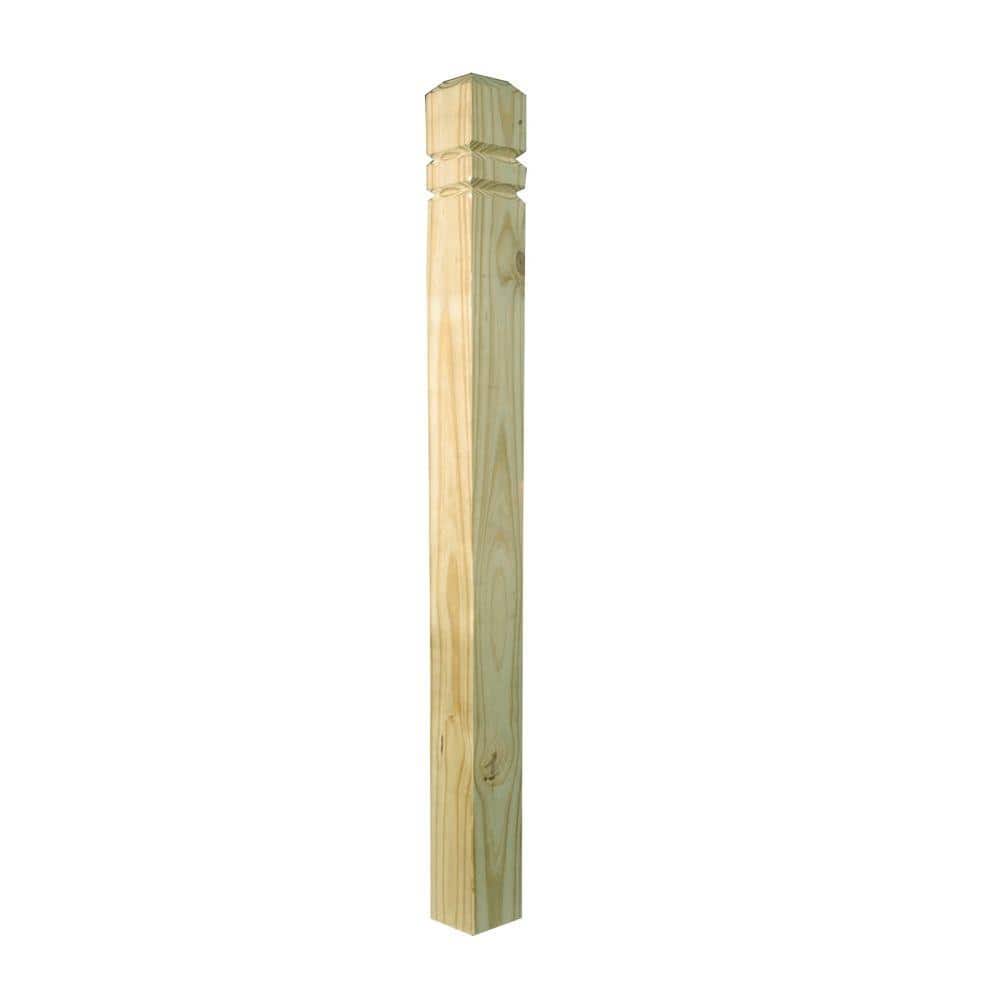 4 in. x 4 in. x 4-1/2 ft. Pressure-Treated Pine Double V-Grooved Deck ...