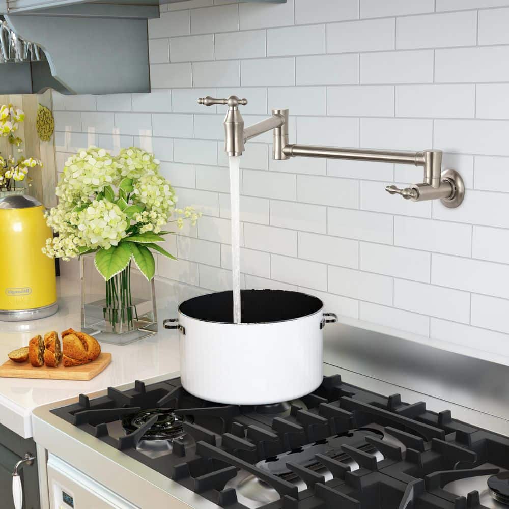 Boyel Living 1.8 GPM Solid Brass Wall Mounted Foldable Kitchen Pot ...