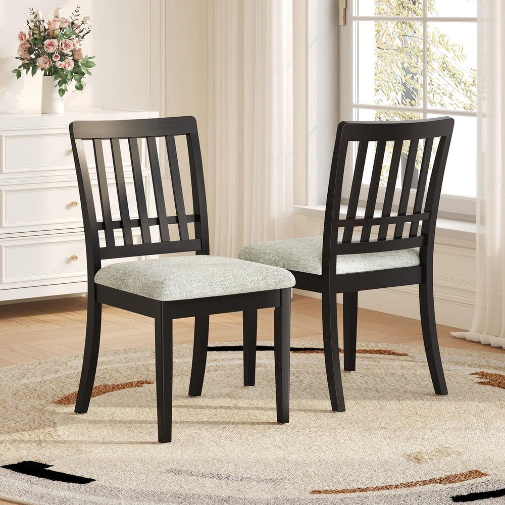 Noble House Caldora Modern Black Solid Wood Dining Side Chairs with ...