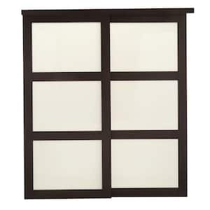 TRUporte 48 in. x 80 in. Off White 3-Lite Tempered Frosted Glass ...