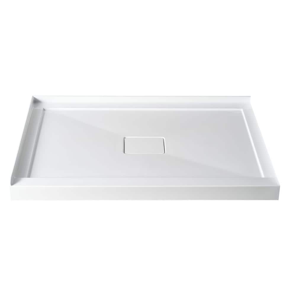 NTQ 48 in. x 32 in. Double Threshold Shower Pan Corner Shower Pan Base ...