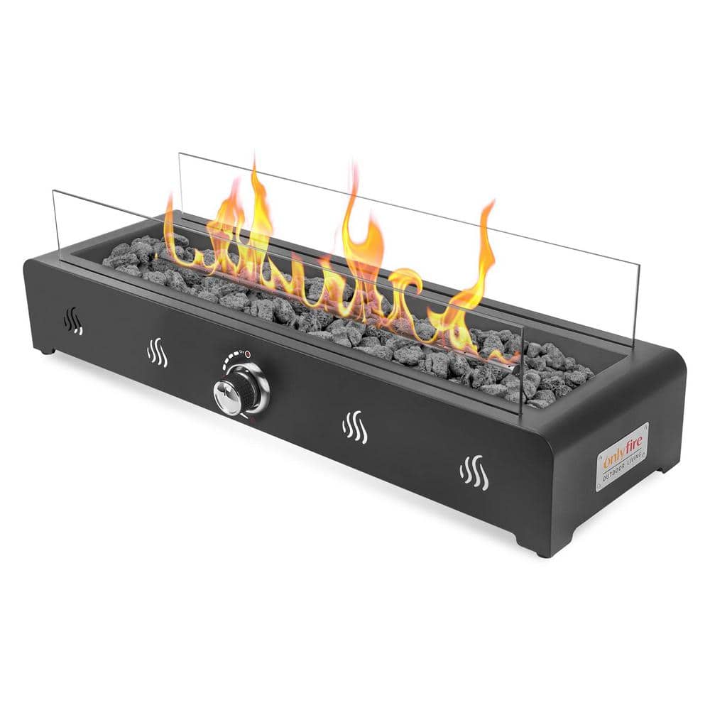onlyfire Rectangular Tabletop Gas Fire Pit with Rear Air Inlet/Glass ...