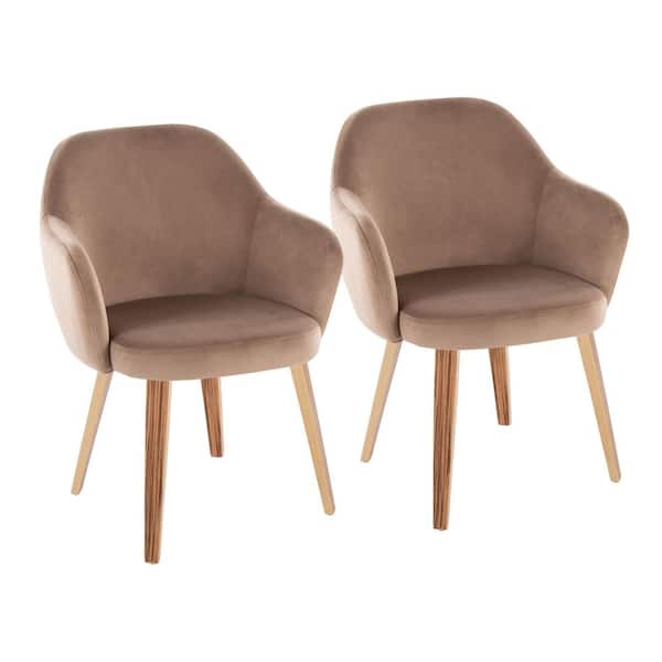 Lumisource Buena Brown Velvet and Zebra Wood Upholstered Dining Chair ...
