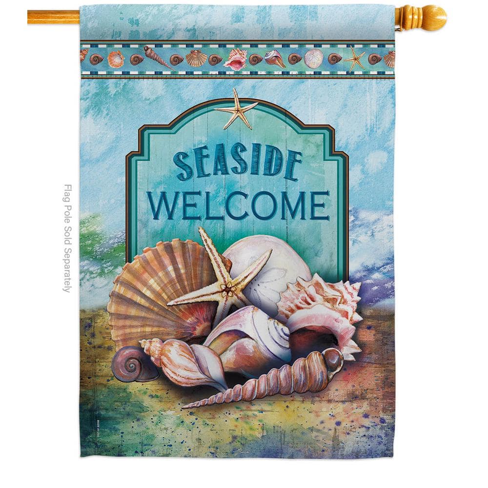 Breeze Decor 2.3 ft. x 3.3 ft. Seaside Shells Nautical House Flag 2 ...