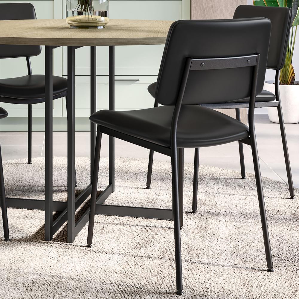 Amisco Sullivan Dining Chair Black Faux Leather/Black Metal 34545-WE ...