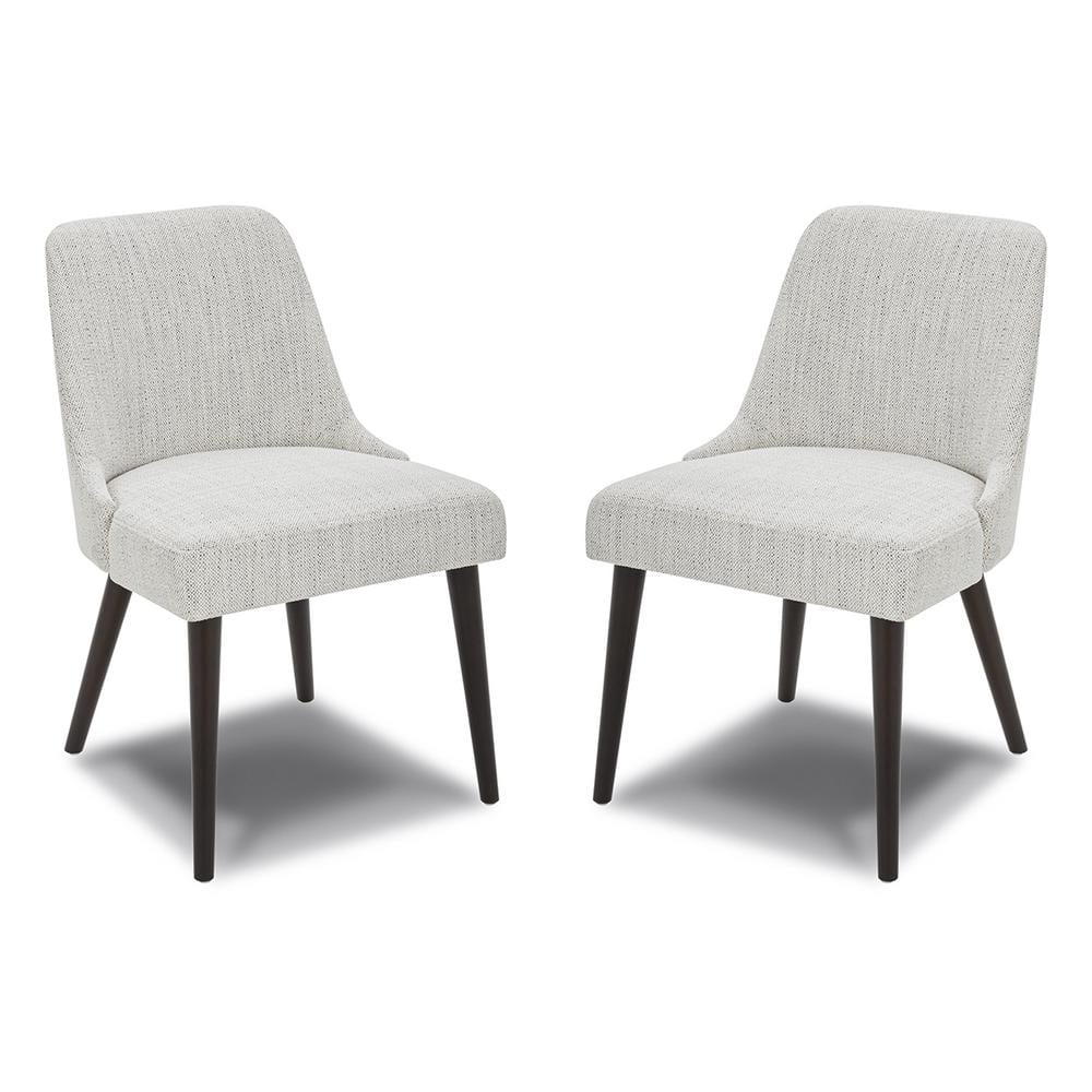 Spruce & Spring Leo Ivory Mid-Century Modern Dining Chairs with Fabric ...