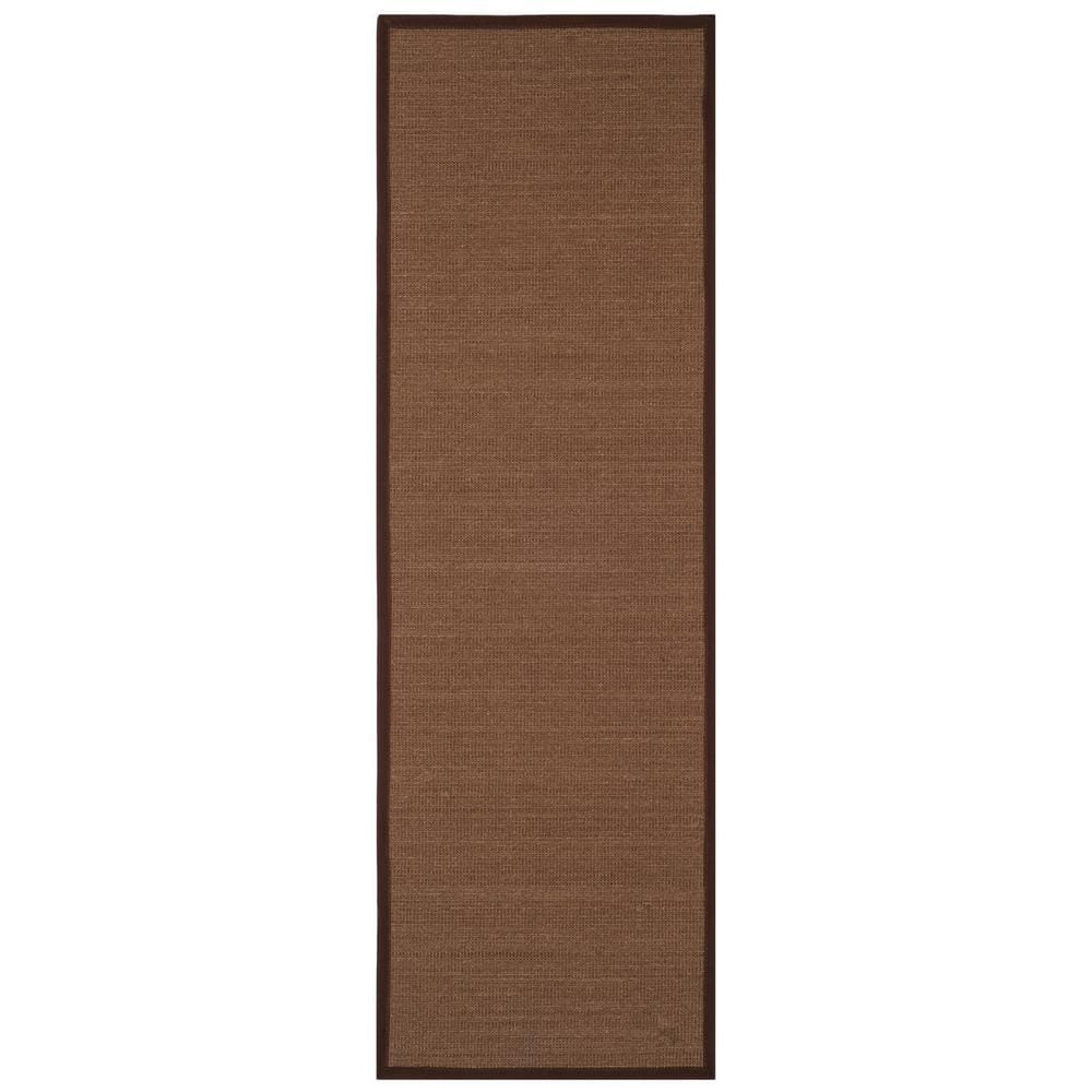 SAFAVIEH Natural Fiber Brown 3 ft. x 6 ft. Border Runner Rug NF131C-26 ...