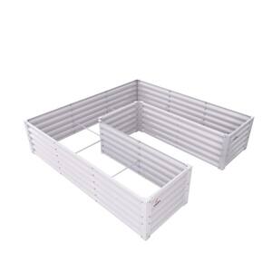 Tenleaf White 74 in. W Metal L-Shaped Raised Garden Bed for Planting ...