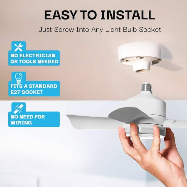 Bell + Howell 15.7 in. Indoor White Ceiling Fan with Remote, LED Light ...