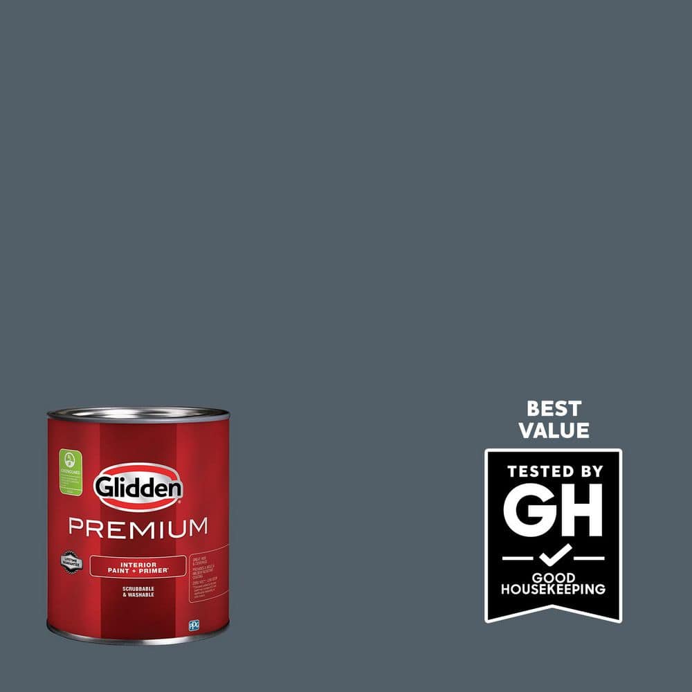 Glidden Premium 1 qt. PPG1040-7 Goblin Flat Interior Latex Paint ...