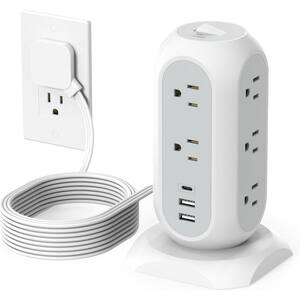 Yichuhaoxi Tower Power Strip Flat Plug 6 ft. with 11 Outlets 3 USB ...