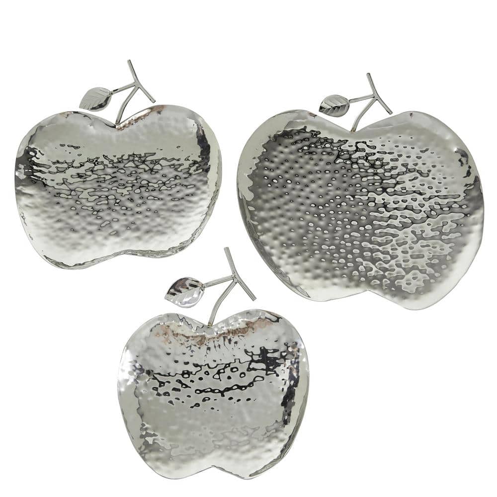 Litton Lane Silver Metal Apple Fruit Decorative Tray (Set of 3) 90987 ...