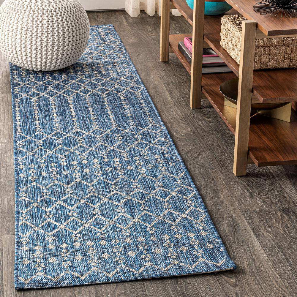 JONATHAN Y Navy/Light Gray 2 ft. x 20 ft. Runner Ourika Moroccan ...
