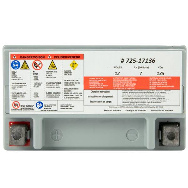 Riding Lawn Mower AGM Replacement Battery For MTD/Troy Bilt - 12V 6.5Ah ...