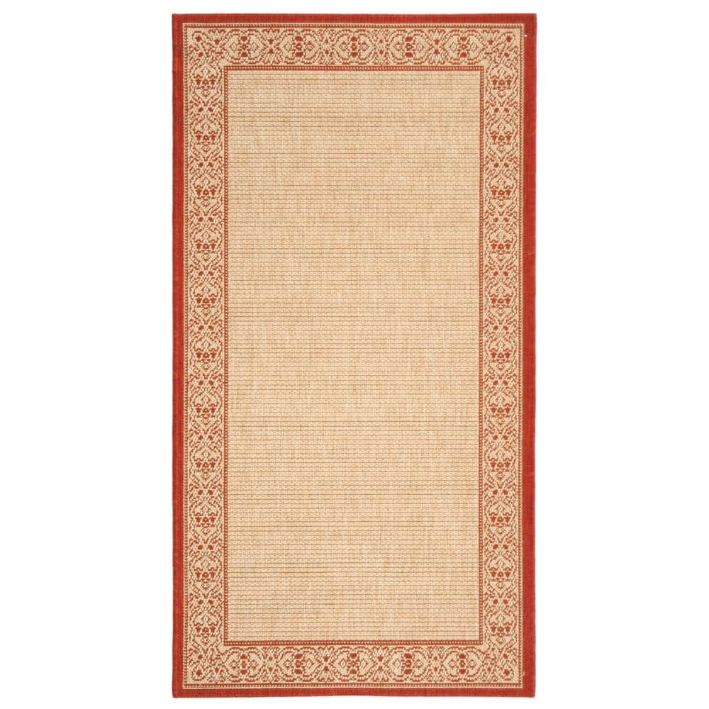 SAFAVIEH Courtyard Natural/Red Doormat 3 ft. x 5 ft. Border Indoor ...
