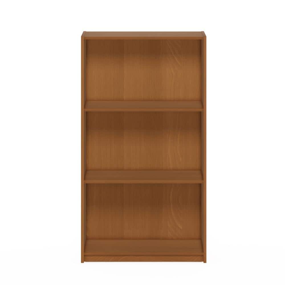 Furinno 39.5 in. Natural Oak Wood 3-Shelf Etagere Bookcase with Storage ...