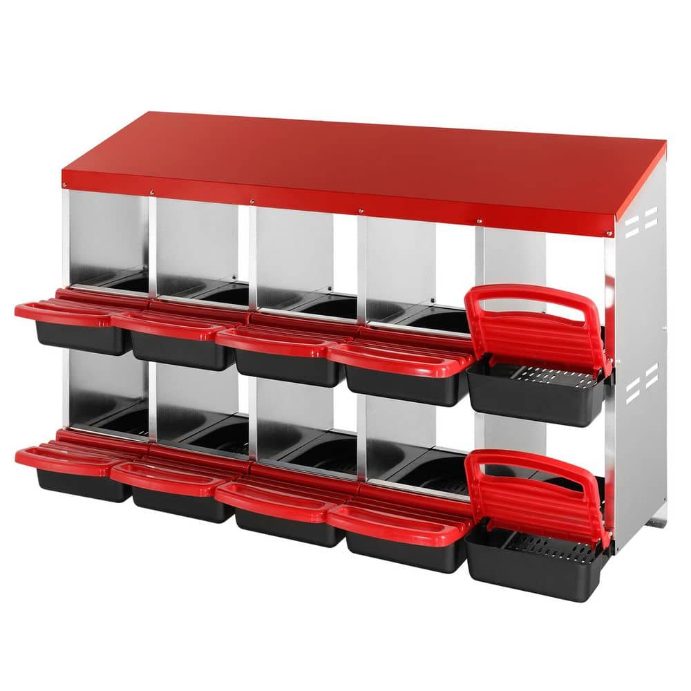 SKYSHALO 30-45 in. Chicken Nest Box, 10-Compartment, Stable and Corrosion-Resistant, Fit for ...