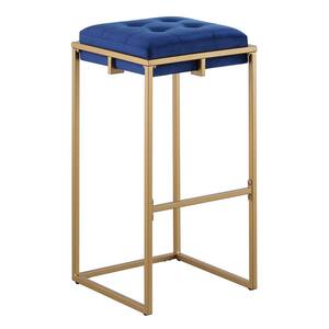 Glamour Home Set of 2 Angie Turquoise Velvet 29 in. Bar Stool with ...