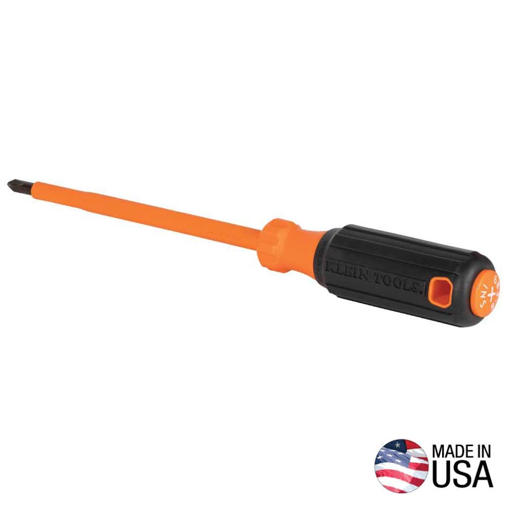 Klein Tools Insulated Screwdriver, #2 Phillips Tip, 6 in. Round Shank ...