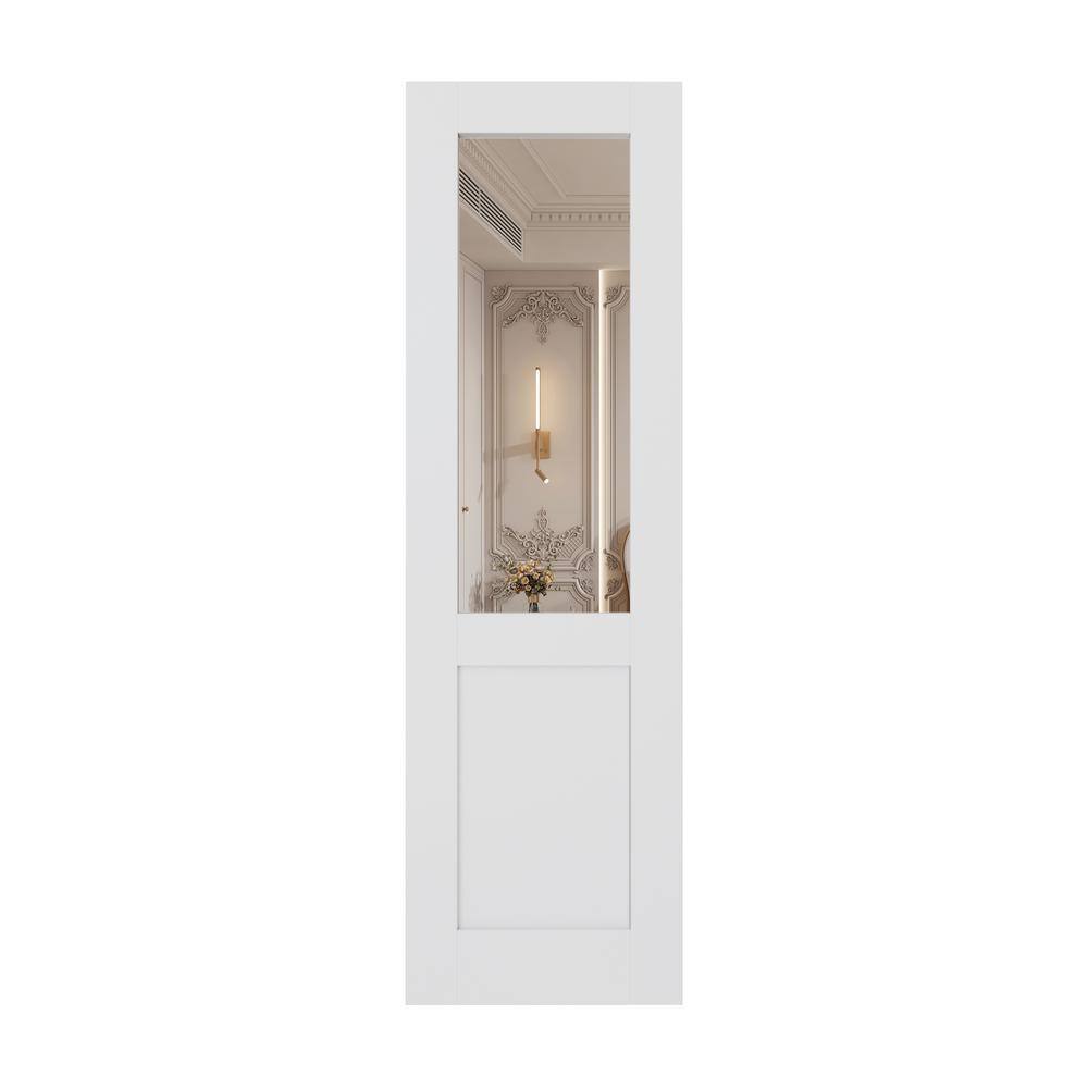 ARK DESIGN 24 in. x 80 in. Half Lite Mirrored Glass White Primed MDF ...