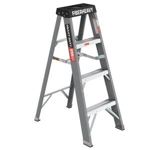 WRIGHTMASTER 4 ft. Foldable Fiberglass Step Ladder (8 ft. Reach Height ...