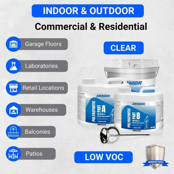 ARMORPOXY 2 Gal. Clear Gloss 2 Part Epoxy Polyaspartic Interior ...