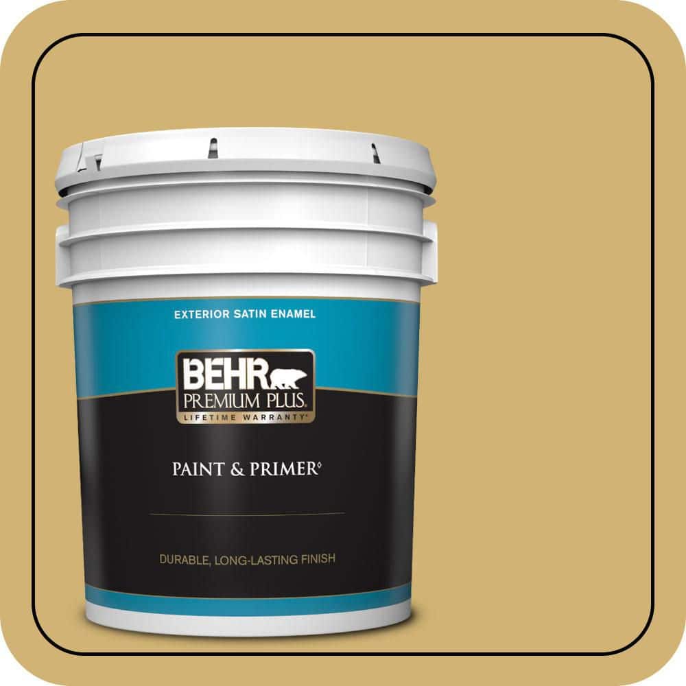 BEHR PREMIUM PLUS 5 gal. #M320-5 Dried Chamomile Satin Enamel Exterior ...