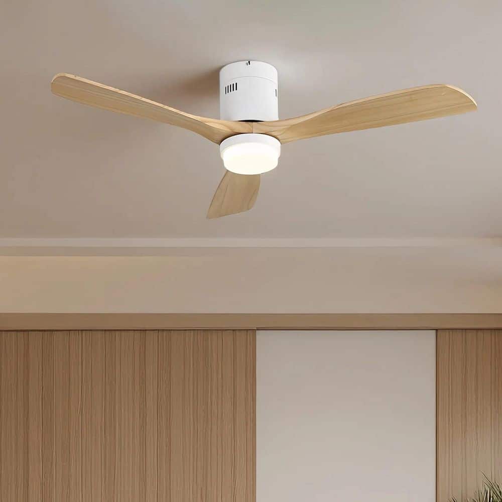 MODERN HABITAT 52 in. Integrated LED Indoor Flush Mount Oak Standard ...