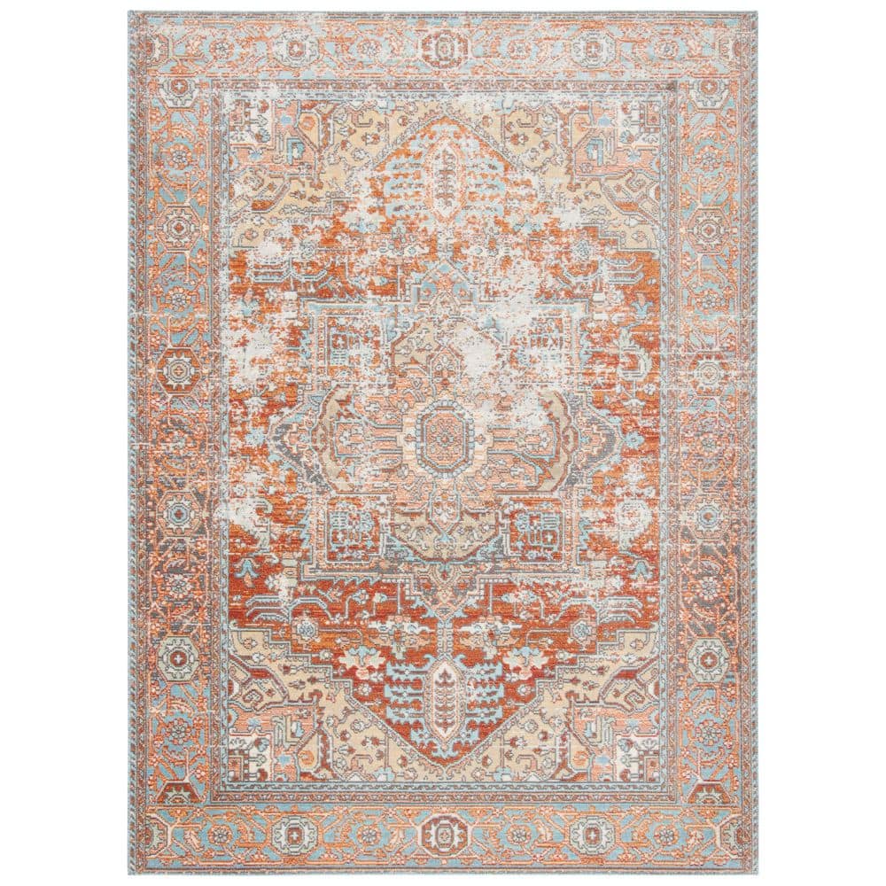 SAFAVIEH Aria 3 ft. x 5 ft. Rust/Taupe Garden Medallion Area Rug ...