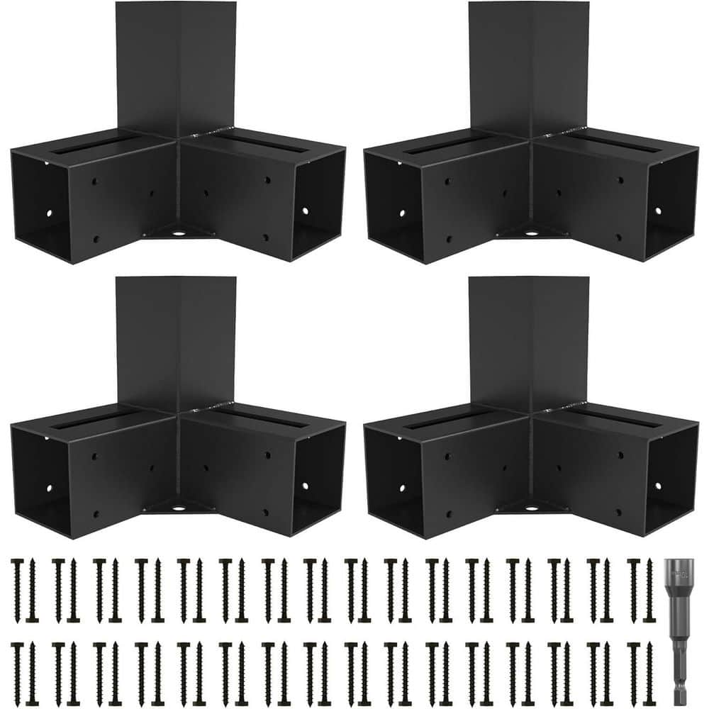 Mximu 4 in. x 4 in. 3-Way Right Angle Corner Pergola Brackets for ...