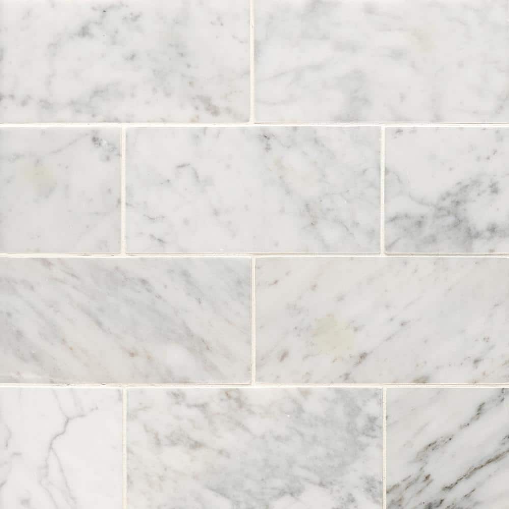 MSI Carrara White 3 in. x 6 in. Honed Marble Floor and Wall Tile (5 sq ...