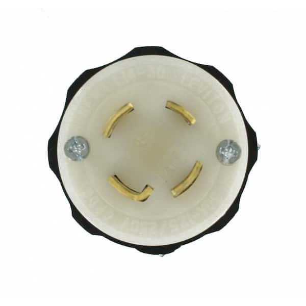 Leviton 30 Amp 125/250-Volt Locking Plug, Black and White 2711-CS R50 ...