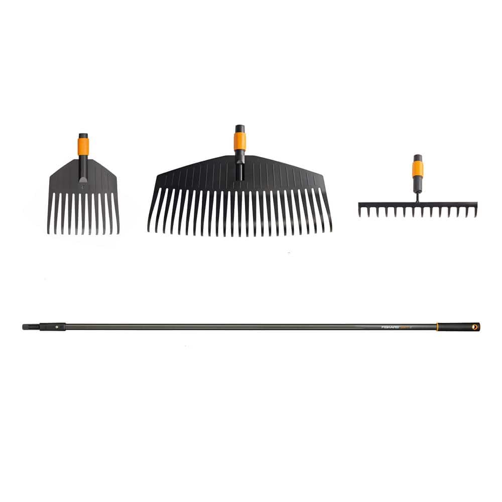 Fiskars 4-Piece Quikfit Leaf, Garden and Shrub Rake Attachments Garden ...