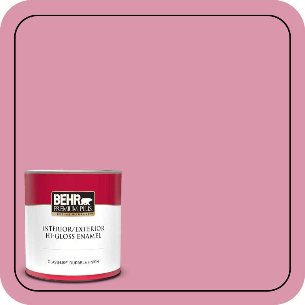BEHR PREMIUM PLUS 1 qt. #110B-4 Foxy Pink Hi-Gloss Enamel Interior ...