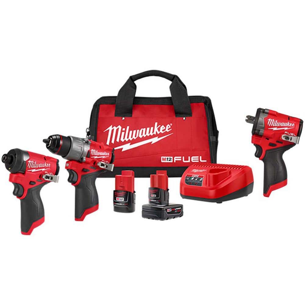 Milwaukee M12 FUEL 12-Volt Li-Ion Brushless Cordless Hammer Drill & Impact Driver Combo Kit ...
