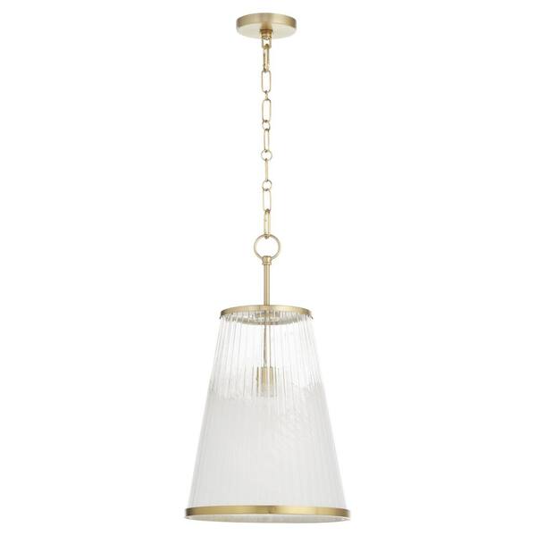 Quorum PROVIDENCE 13 in. 1-Light 100-Watts Pendant Light with Milky ...