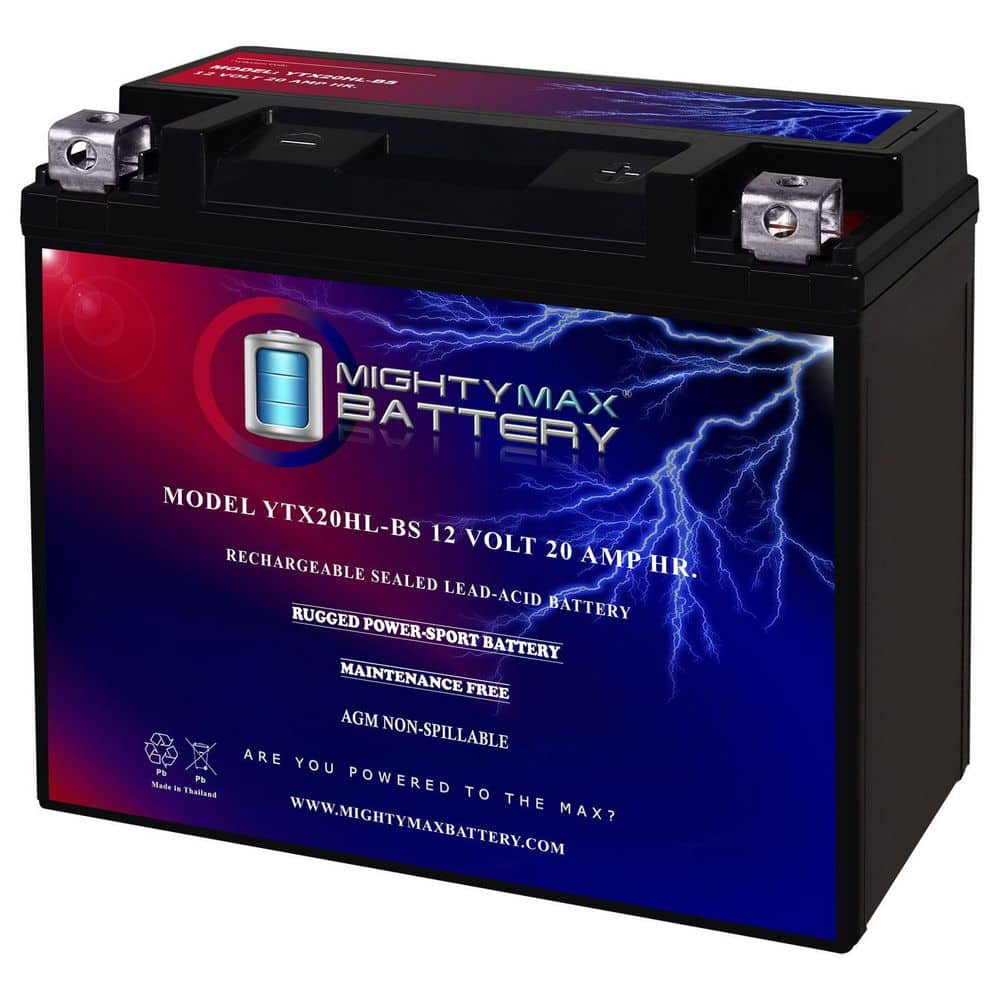 MIGHTY MAX BATTERY YTX20HL-BS 12V 20AH SLA Replacement Battery Compatible with Yamaha 660 ...